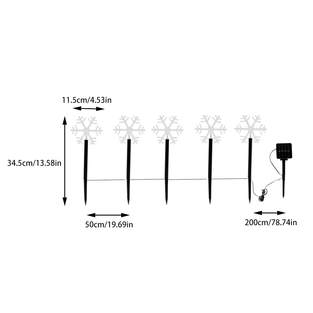 MOFUCA 5pcs Solar String Light, Halloween Christmas Outdoor Lights for Garden, Auto On Off Waterproof Christmas Decorative Lights for Party, Wedding, Home, Window, Bathroom(Snowflower)