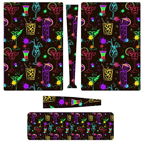 Colorful Cocktails Full Protective Skin Cover Design Wrap Decal Sticker Compatible with PS5 Digital Edition Console and Controller