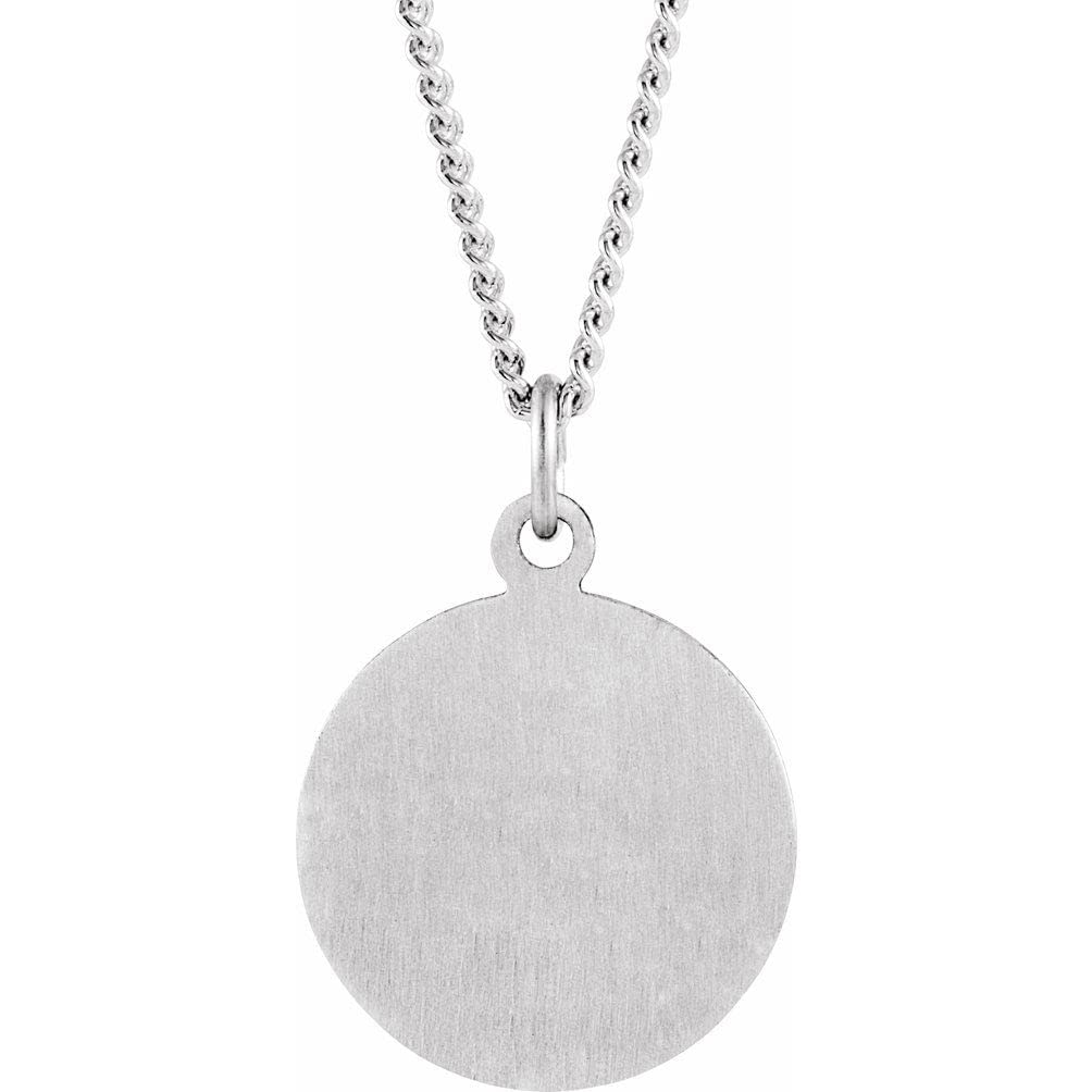 Bonyak Jewelry Sterling Silver 18mm Round St. Luke Medal Necklace Stylish