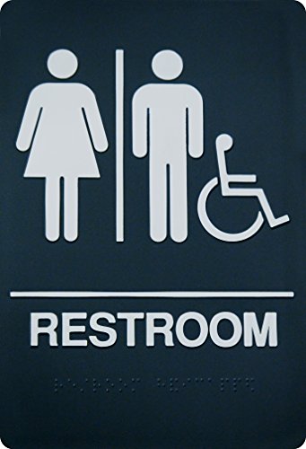 CORKO MANUFACTURING Signs Unisex Braille Restroom Sign - Bathroom Sign with Double Sided 3M Tape