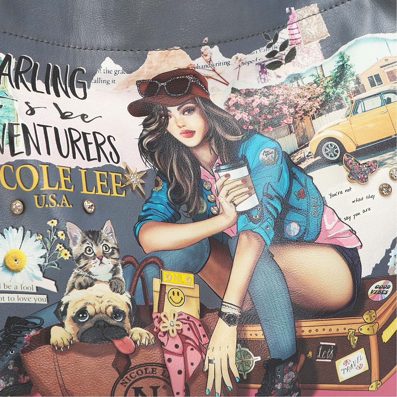 Nicole Lee Journey of Stephanie Shoulder Bag, Large Vegan Leather Hobo Handbag with Optional Crossbody Strap