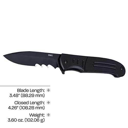 CRKT Ignitor EDC Folding Pocket Knife: Assisted Opening Everyday Carry, Plain Edge, Liner Lock with G10 Handle 6885,Black