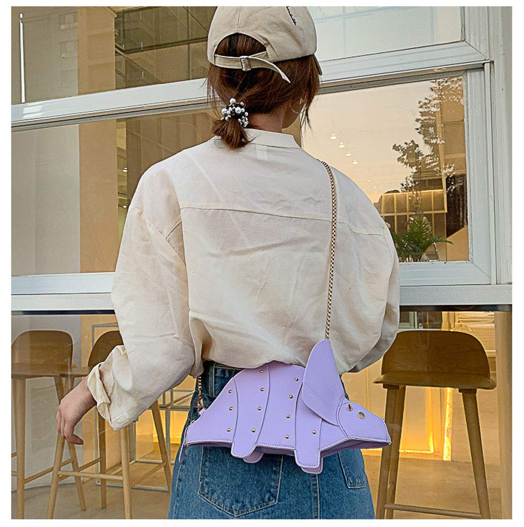 MILATA Dinosaur Shape Crossbody Shoulder Bag Women Pu Leather Rivet Chic Clutch Purse for Girls (blue)