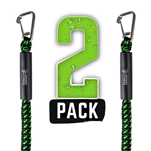 Gradient Fitness Bungee Dock Line (4' - 2 Pack) | Marine Rope Boat Dock Lines Make Docking & Boarding Easy for Jetski, Kayak, Pontoon. Boat Accessories Stretch 4'-5.5'. Mooring Boat Rope Absorbs Shock