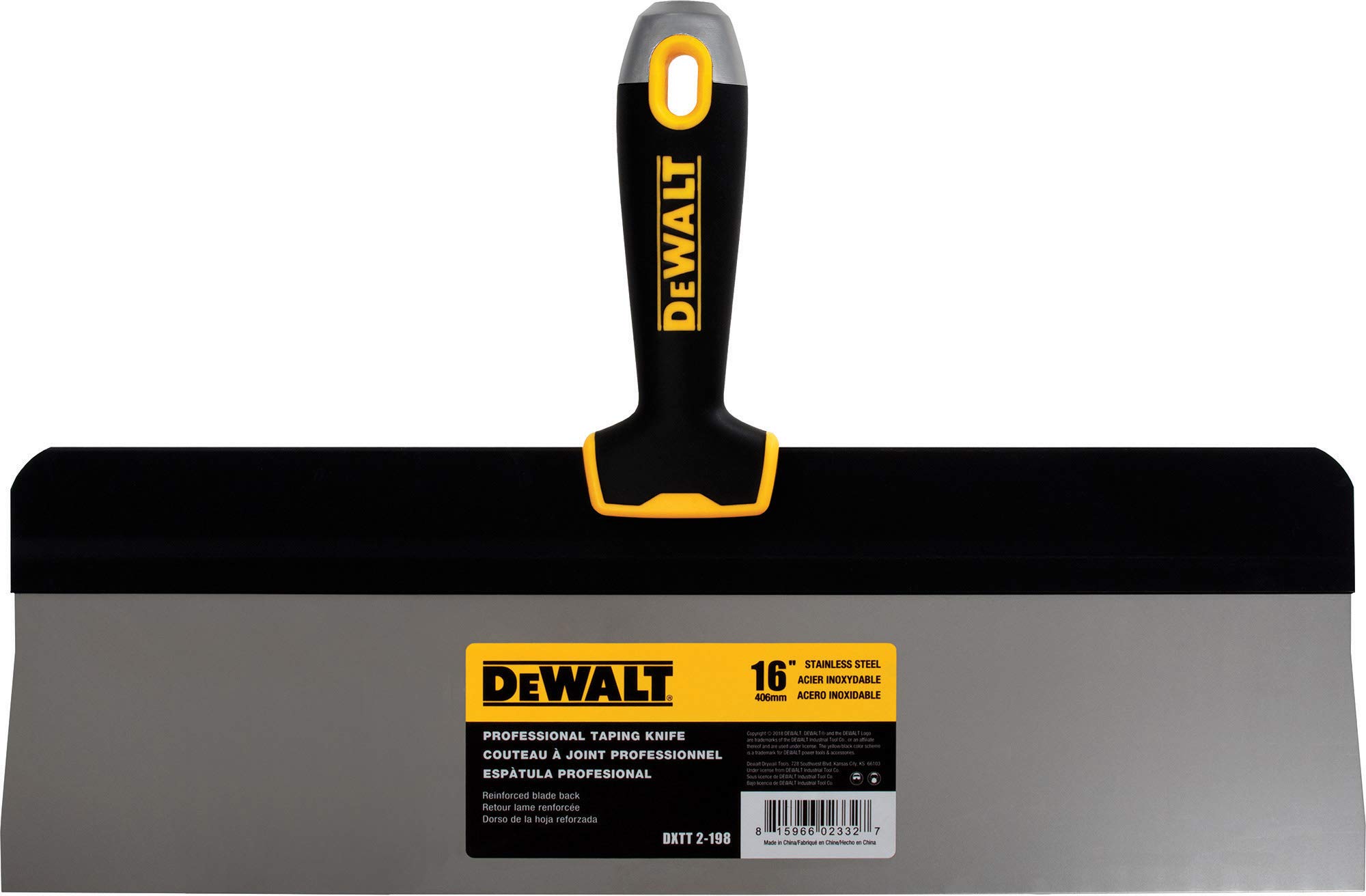 DEWALT 16" Big Back Taping Knife | Stainless Steel w/Soft Grip Handle | DXTT-2-198
