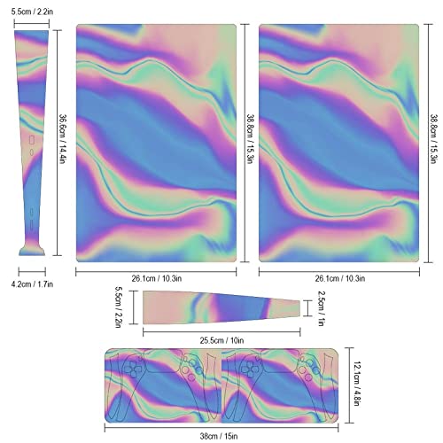 Colorful Fluid Gradient Full Protective Skin Cover Design Wrap Decal Sticker Compatible with PS5 Digital Edition Console and Controller