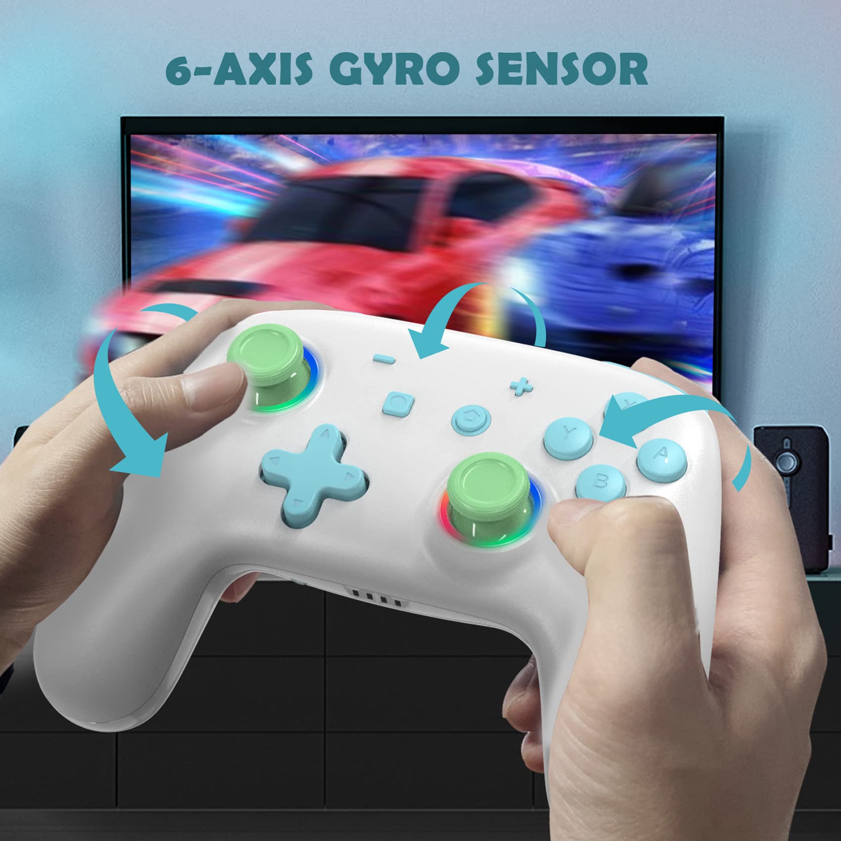 momen Switch Pro Controller, Bluetooth Wireless Gaming Controller for Nintendo Switch/Lite/OLED,Pink&White