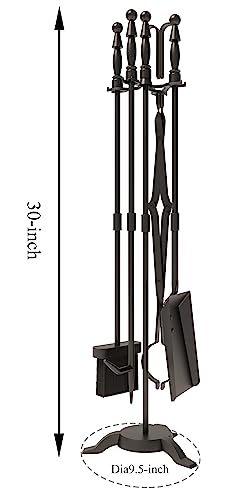 Fire Beauty Fireplace Tools Set 5 Pieces Wrought Iron Fire Tool Set for Outdoor/Indoor Fireplace Accessories Set