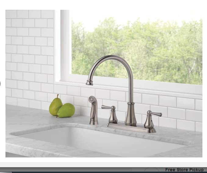 Delta Faucet 21902LF-SS Lewiston Two Handle Kitchen Faucet with Spray, Stainless