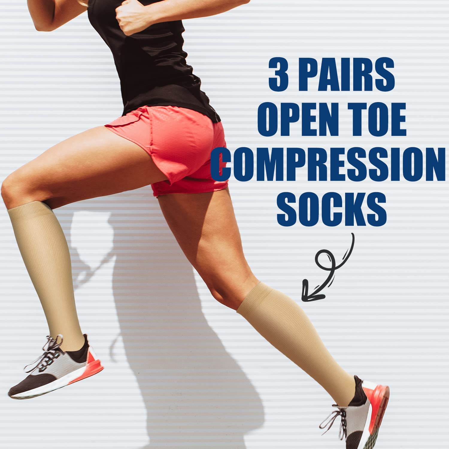 BLUEENJOY Open Toe Compression Socks Women and Men - 15-20mmHg Support Circulation Recovery Medical Compression Socks