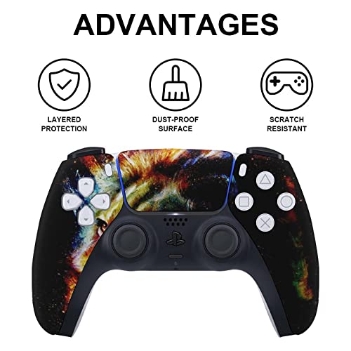 Color Lion Portrait Full Protective Skin Cover Design Wrap Decal Sticker Compatible with PS5 Digital Edition Console and Controller