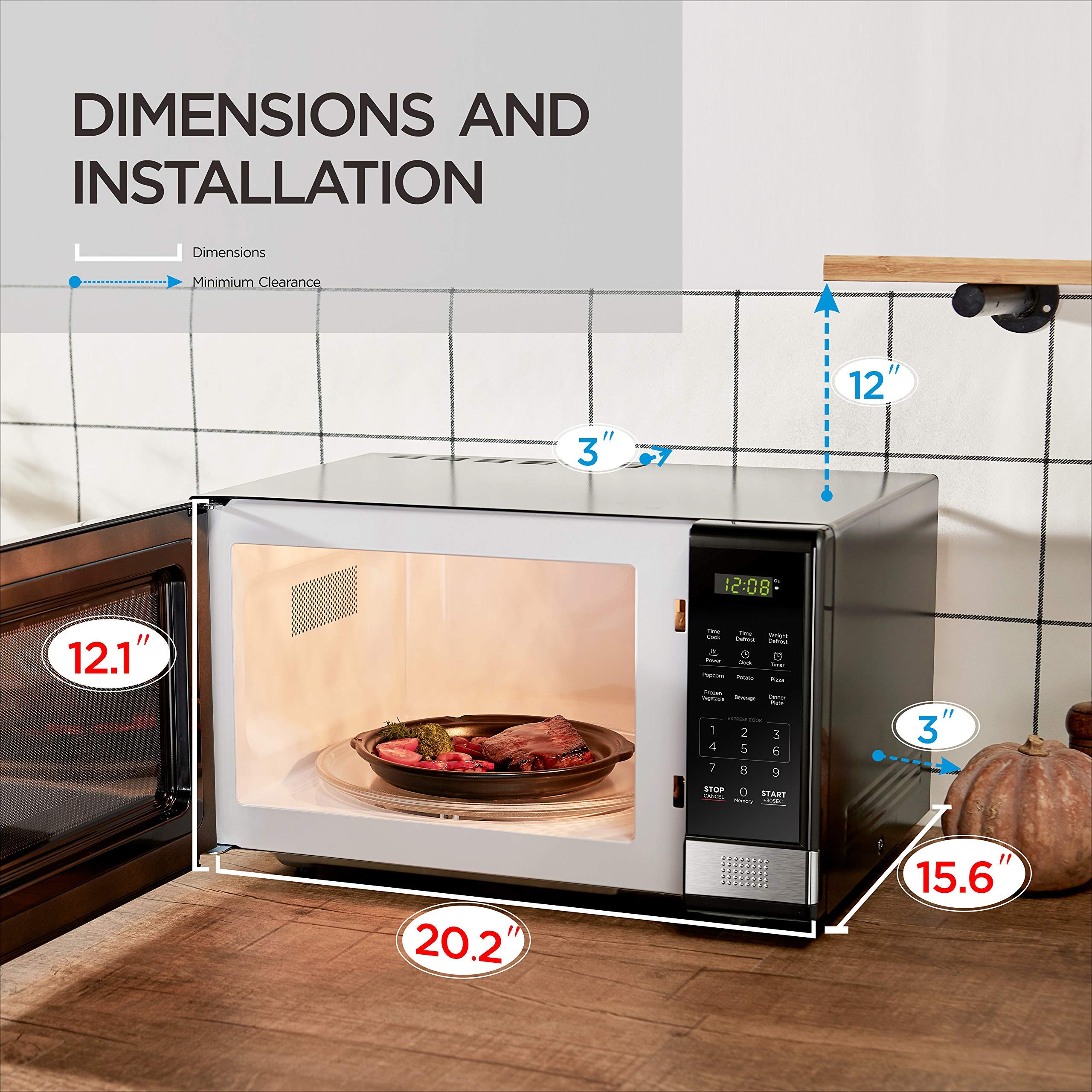 BLACK+DECKER EM031MB11 Digital Microwave Oven with Turntable Push-Button Door,Child Safety Lock,1000W,1.1cu.ft,Stainless Steel, 1.1 Cu.Ft (Renewed)