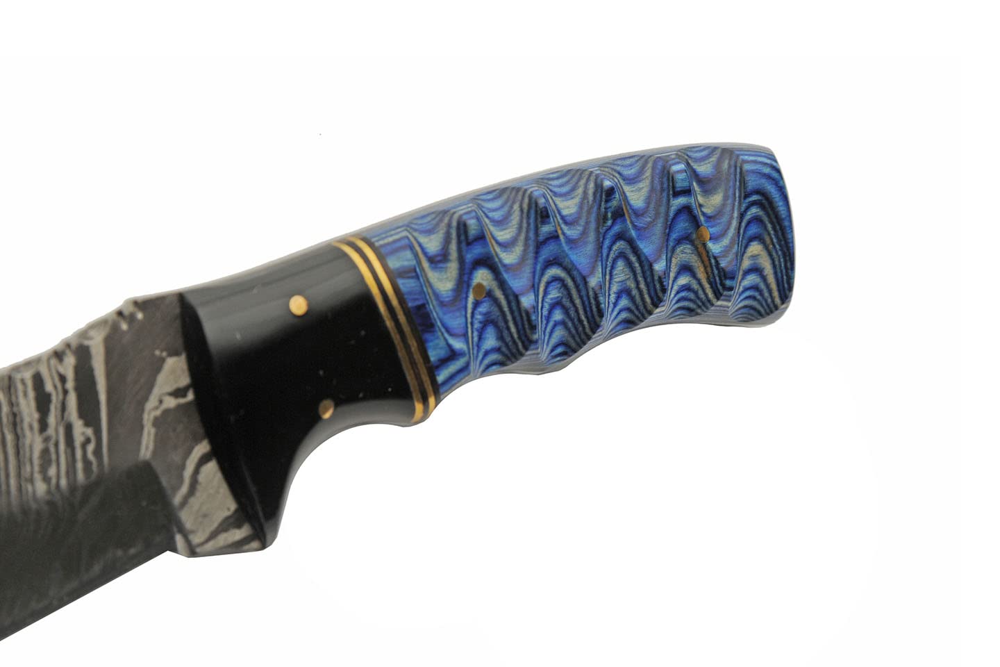 Blue Lake Ripple Damascus Steel Blade | Wood Handle 8 inch EDC Hunting Knife