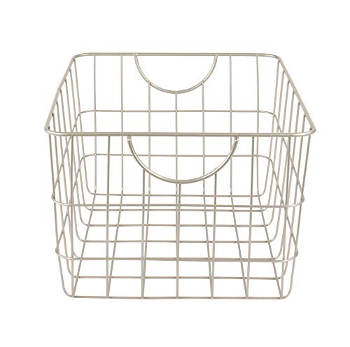 Spectrum Wire Small Utility Basket (Satin Nickel Powder Coat) - Storage Bin & Décor for Bathroom, Closet, Pantry, Under Sink, Toy, Shelf, Kitchen, & Nursery Organization