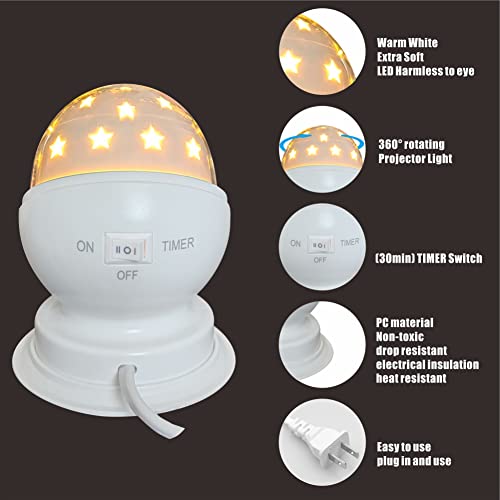 Toyunia Star Night Light for Kids Star Night Light for Kids Bedroom Girls Night Light Starry Night Light Projector Plug in Night Light for Kids with Timer (Plug in Rotating, 3000K)