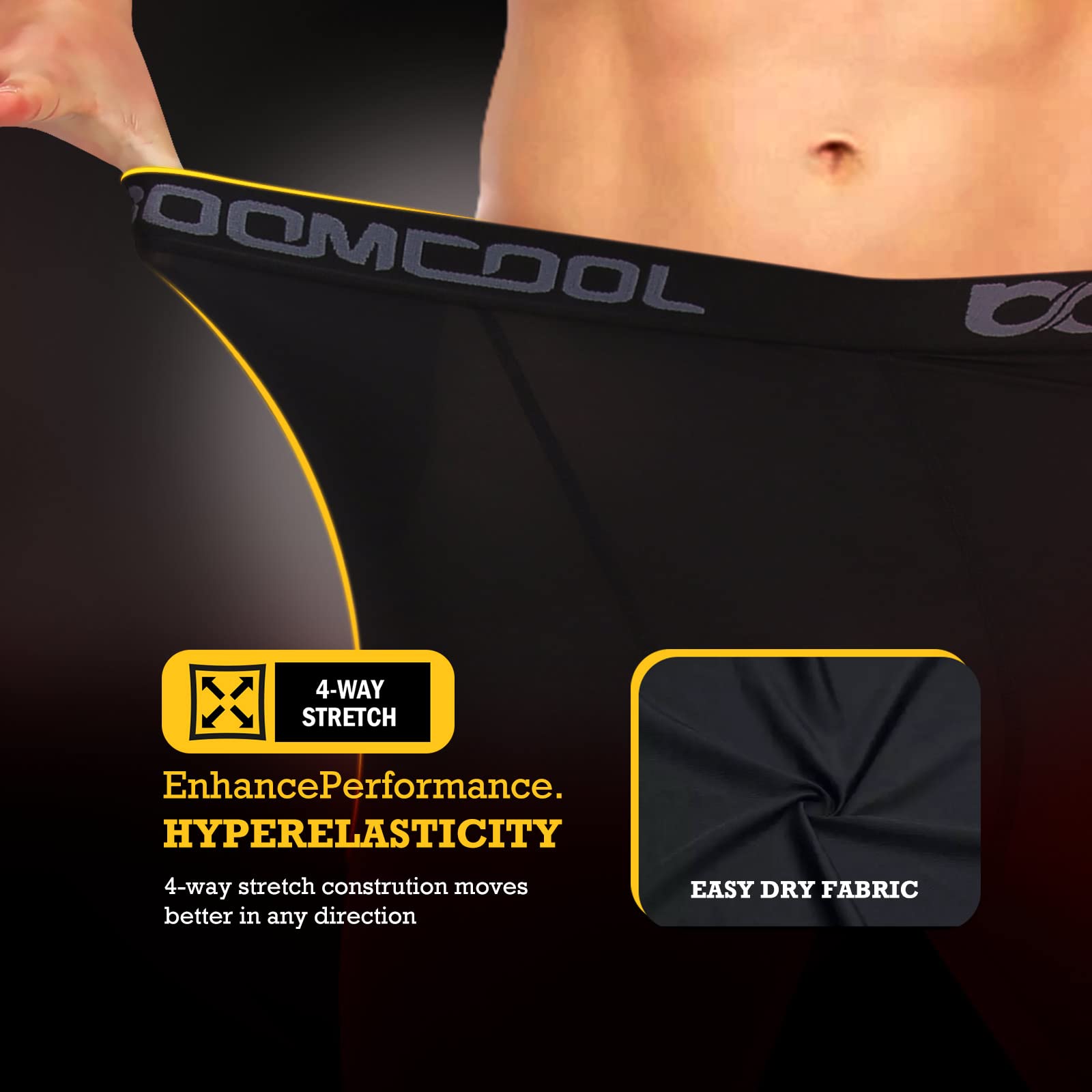 BOOMCOOL Men's Compression Pants with Pockets, Men's Running Tights Leggings Workout Dry Baselayer Gym Athletic Yoga Pants Black and Black