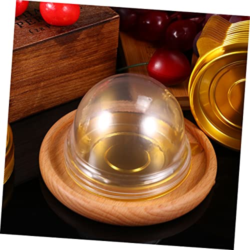 HEMOTON 50pcs Small Containers Square Containers with Lids Mini Cookies Snack Box Container Plastic Round Cake Box Individual Cupcake Golden Packing Box Plastic Boxes Gift Box Paper Cup