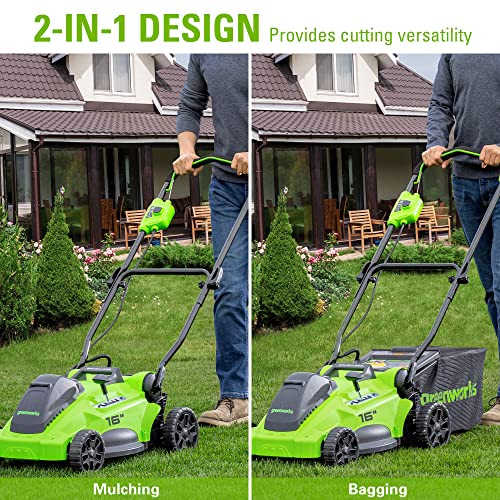 Greenworks 40V 16" TruBrushless⢠Cordless Lawn Mower (Push Button Start / Up To 45 Minutes Runtime), 4.0Ah Battery and Charger Included