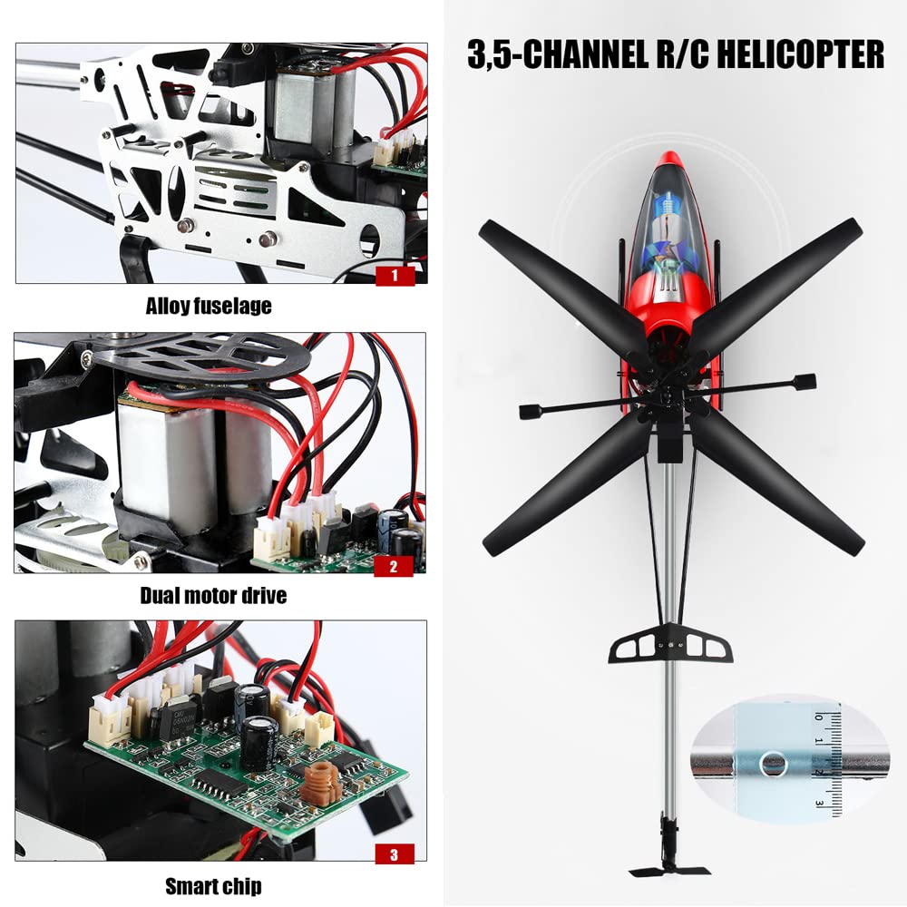 VanFty Large Fall Resistant Rc Helicopter for Adults Helicopters Remote Control Charging 3.5 Channels RC Drone Helicopter Toys with LED Light Night Sky Flight Teenagers Boys Girls Gift