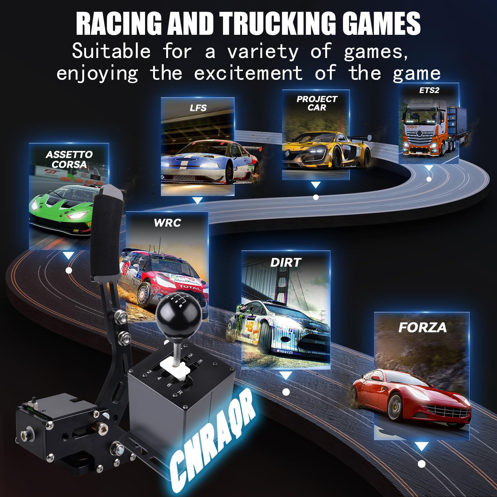 CNRAQR PS4 PS5 PC Racing Game USB Handbrake &Simulator Shifter 6+R H Gear Shifter Kit - Compatible with LOGITECH G29 Racing Game Wheels