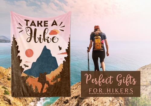 Cool Hiking Gifts for Women, Men, Couples, Throw Blanket for Hikers for Christmas, Birthday - 50" x 65" Take a Hike