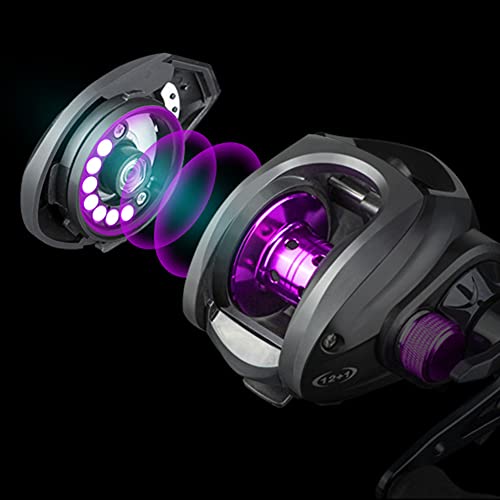 Fishing Reel, Baitcasting Reel, Magnet Braking System, 12+ 1 Shielded Ball Bearings, 17.6 LB Max Drag, Available in 7.2:1 and 8.1:1