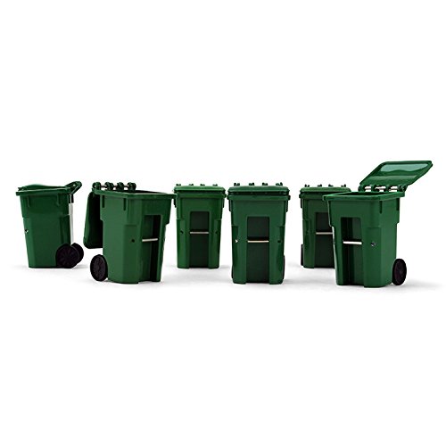 First Gear Set of 6 Green Garbage Trash Bin Containers Replica 1/34 90-0519