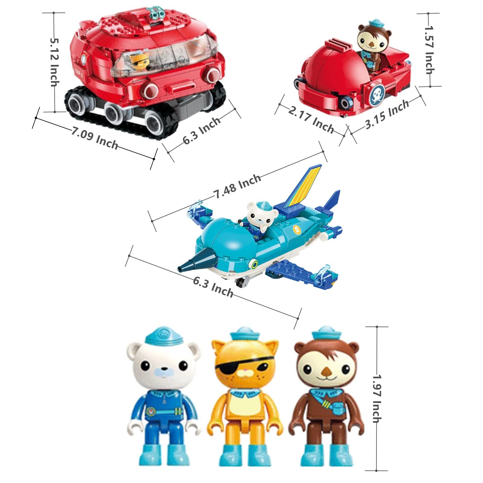 Building Blocks Set Toy, GUP-X Launch &Rescue Vehicle Dashi & Barnacles Shellington Kwazii Building Sets,632 pcs Build Bricks Kits,for Kids Best Gift Toys