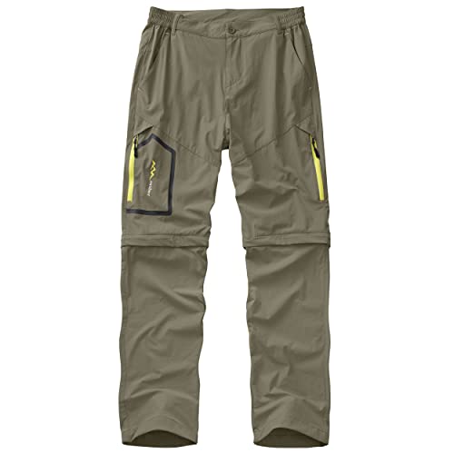 Mens Hiking Stretch Pants Convertible Quick Dry Lightweight Zip Off Outdoor Travel Safari Pants (818 Khaki 32)