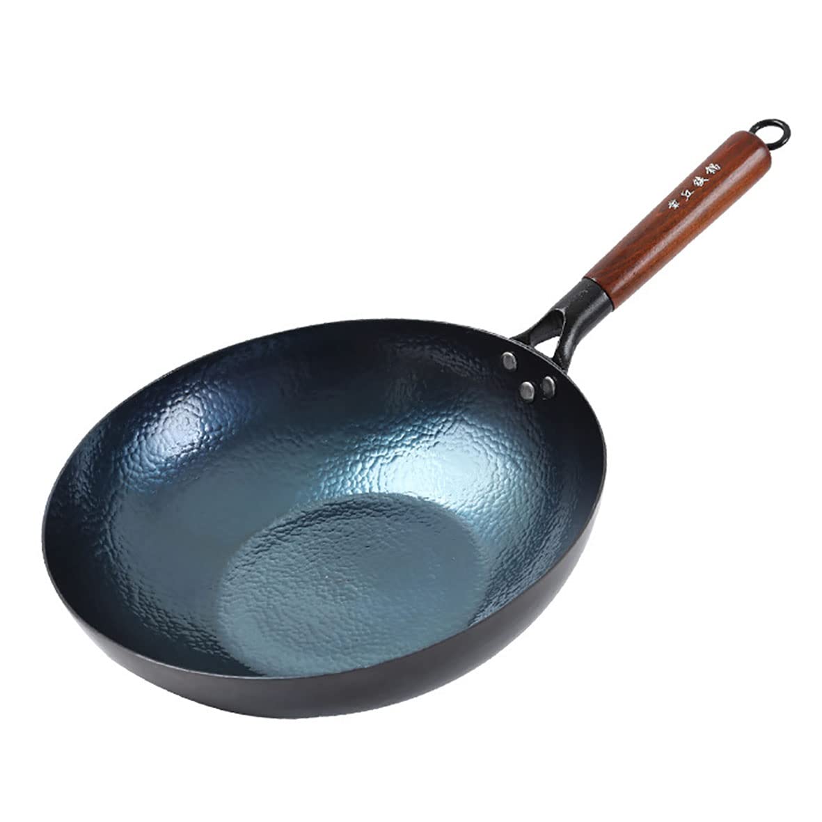 Chinese HandHammered Iron Woks and Stir Fry Pans, Flat Bottom wokïŒNo Coating Non-stick, Suitable for all kinds of stoves (Diameter 30cm/11.81in)
