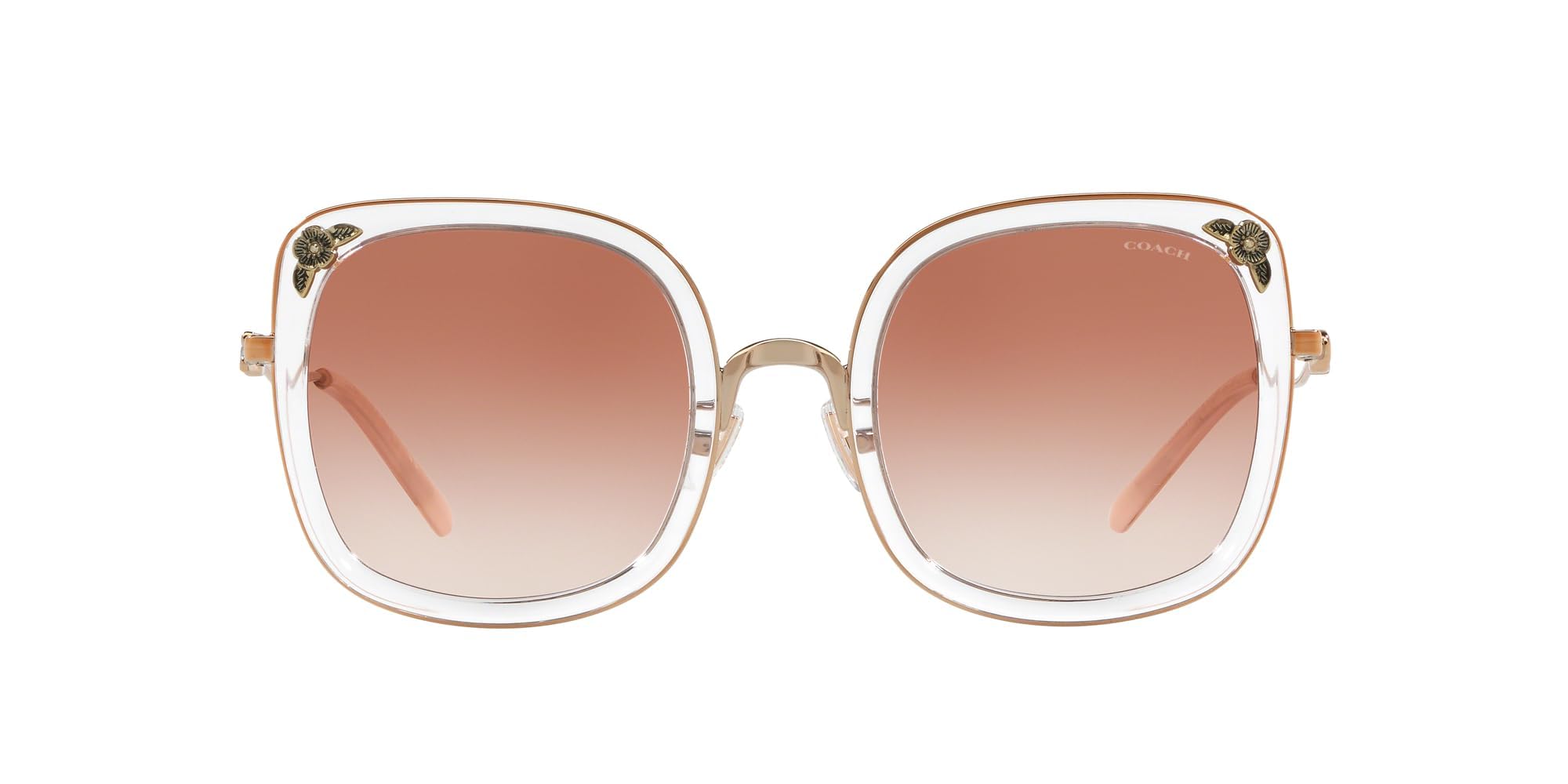 Coach HC7101B Sunglasses, Rose Gold/Transparent Pink/Pink Gradient, 53 mm