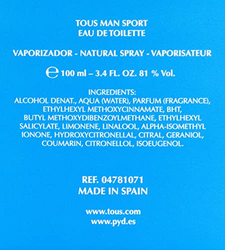 Tous Man Sport Men Eau-de-toilette Spray by Tous, 3.4 Ounce