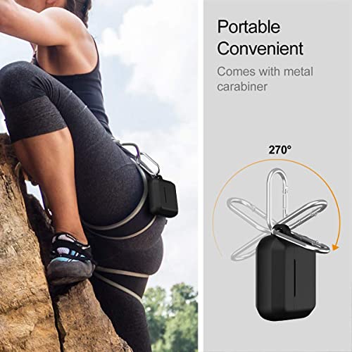 Doboli Compatible with AirPods 3 Case Cover for Airpods 3rd Generation Charging Case 2021 Silicone Protective Accessories Skin with Keychain (Front LED Visible) Square Black