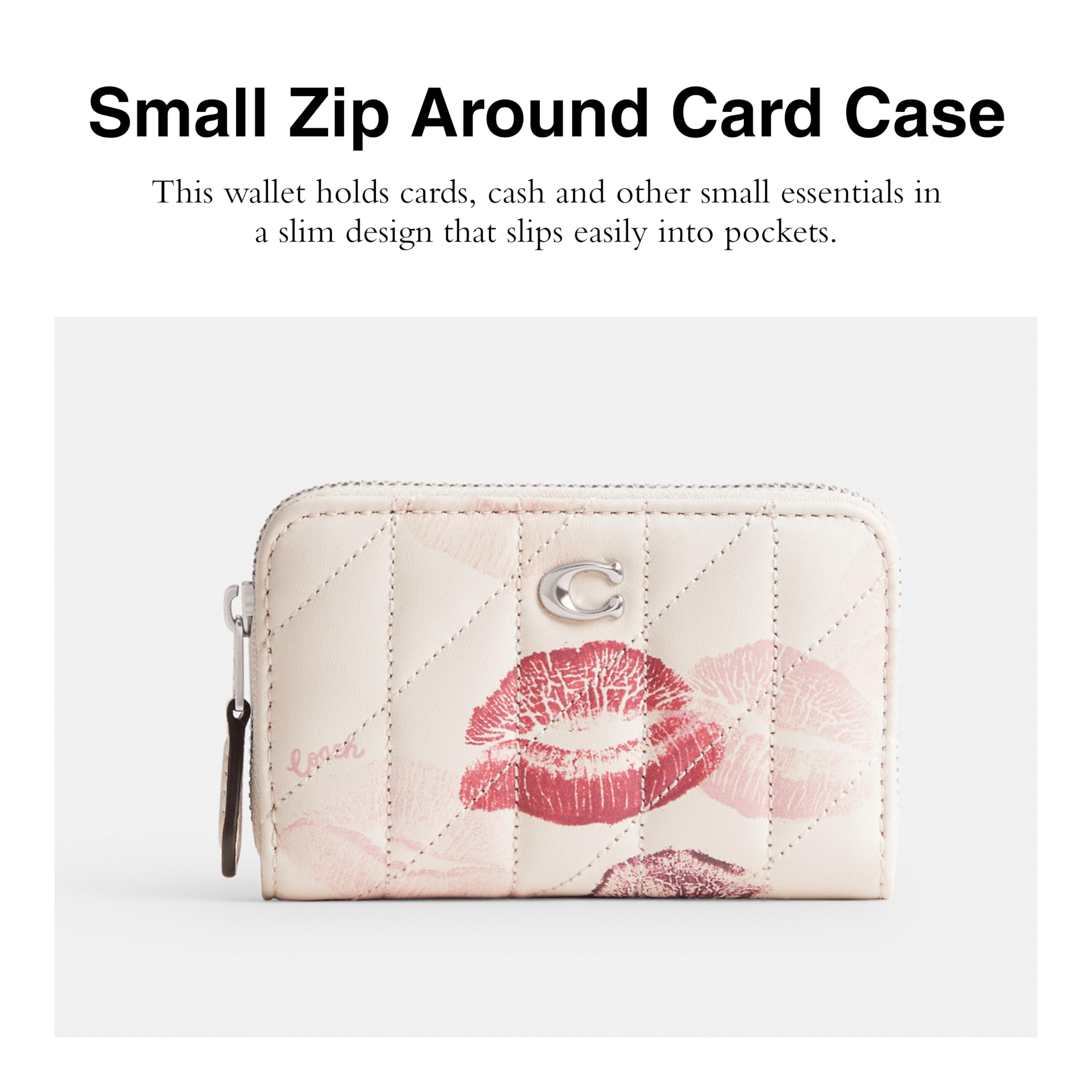 Coach Small Zip Around Card Case, Chalk Multi