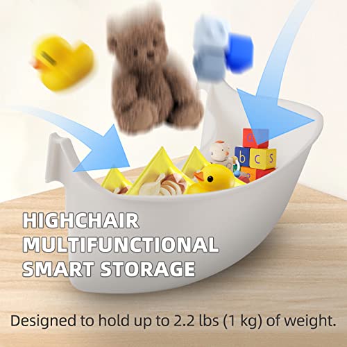 High Chair Catchy Compatible with Tripp Trapp Highchair Storage Tray | Multipurpose Highchair Storage Tray Accessory for Storage Bibs, Baby Wipes, Snacks, Toys | Dishwasher-Safe & BPA-Free - White
