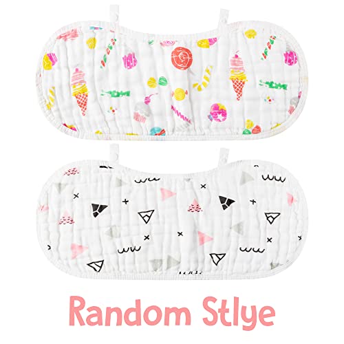 GROBRO7 5Pcs Burp Cloths Baby Bibs Muslin Burping Bid for Babies with Strawberry Flamingo Cotton Large Towels in 6 Layers Extra Absorbent Soft Machine Washable Nursery Newborn Gift 7x18.5inch