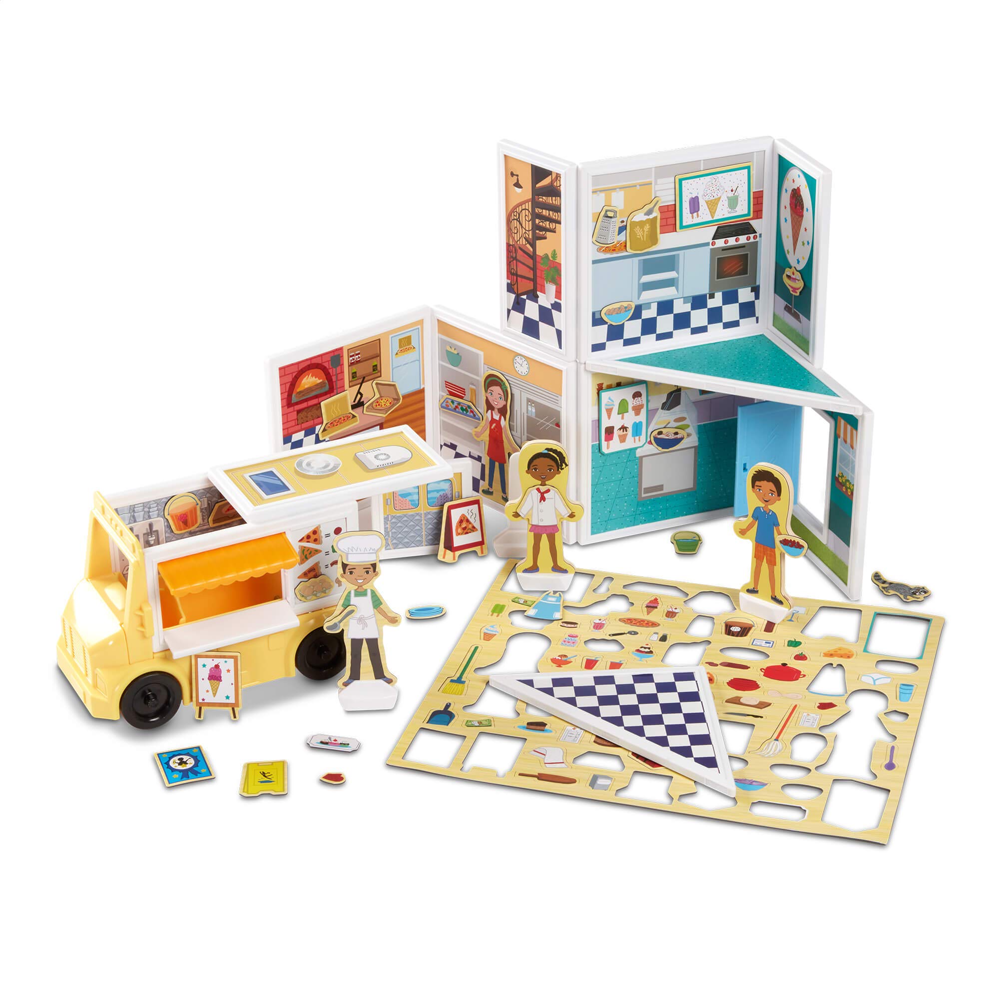Melissa & Doug Magnetivity Magnetic Tiles Building Play Set – Pizza & Ice Cream Shop