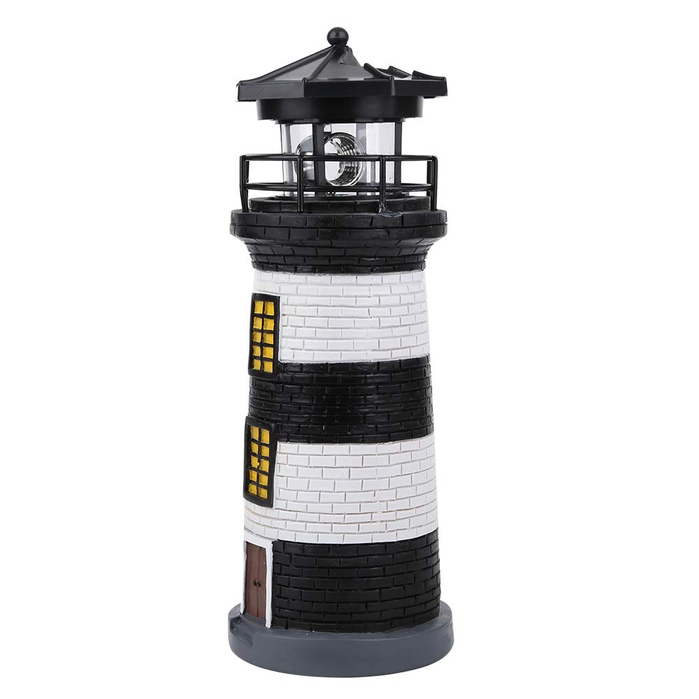 Pesine Solar Lighthouse Statue Rotating Outdoor Light Garden Yard Lawn Craft Ornament for Home Decoration