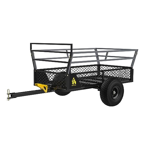 Gorilla Rugged Outdoor ATV Trailer with 1400 Pound Capacity, Removable Sides, and 3-in-1 Tailgate for Hauling Large Loads, Black