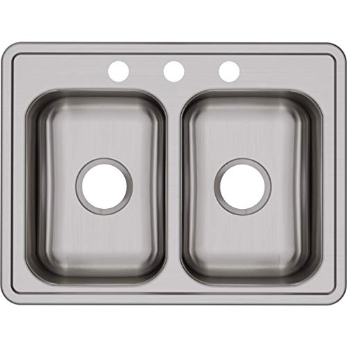 Elkay Dayton D225193 Equal Double Bowl Top Mount Stainless Steel Sink,25 x 19 x 6.5