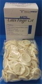 DUKAL TECH-MED Latex Finger Cots Covers Condoms White Large 144/BOX Powder Free Rubber 4423L (Former 4403L)