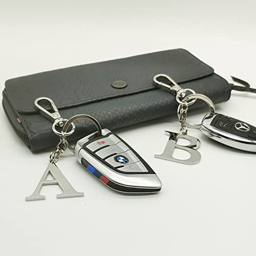 Hongeely Initial Letter Key chain SilverĀ for Men Women Bright 304 Stainless Steel Alphabet Keychain Ring for Girls Boys (Silver letter A)