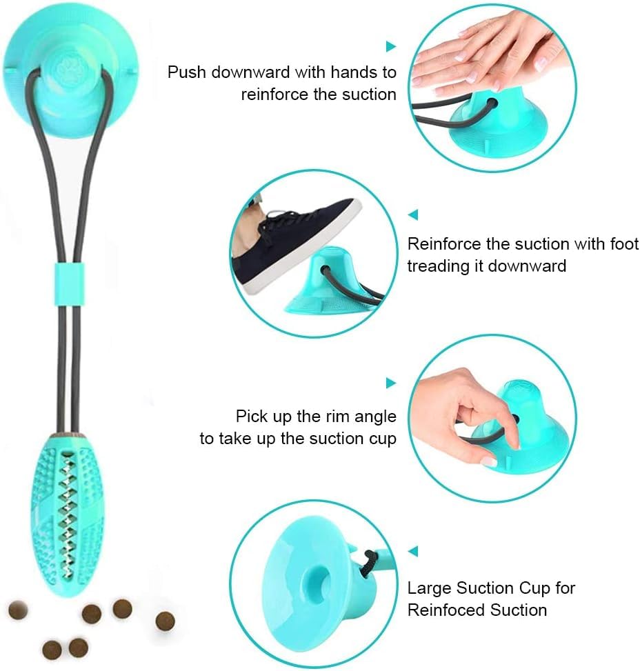 PrimePetPlay Suction Cup Dog Chew Toy - Bite Resistant and Durable - Perfect for Aggressive Chewers - Dental Health and Interactive Play, Sky Blue