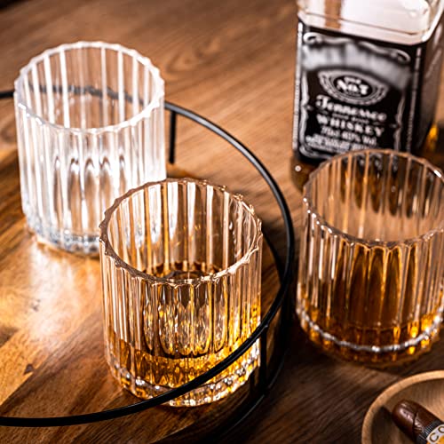 Combler Old Fashioned Whiskey Glasses with Luxury Box, 10oz Whiskey Glasses for Scotch, Bourbon, Liquor and Cocktail Drinks, Set of 4