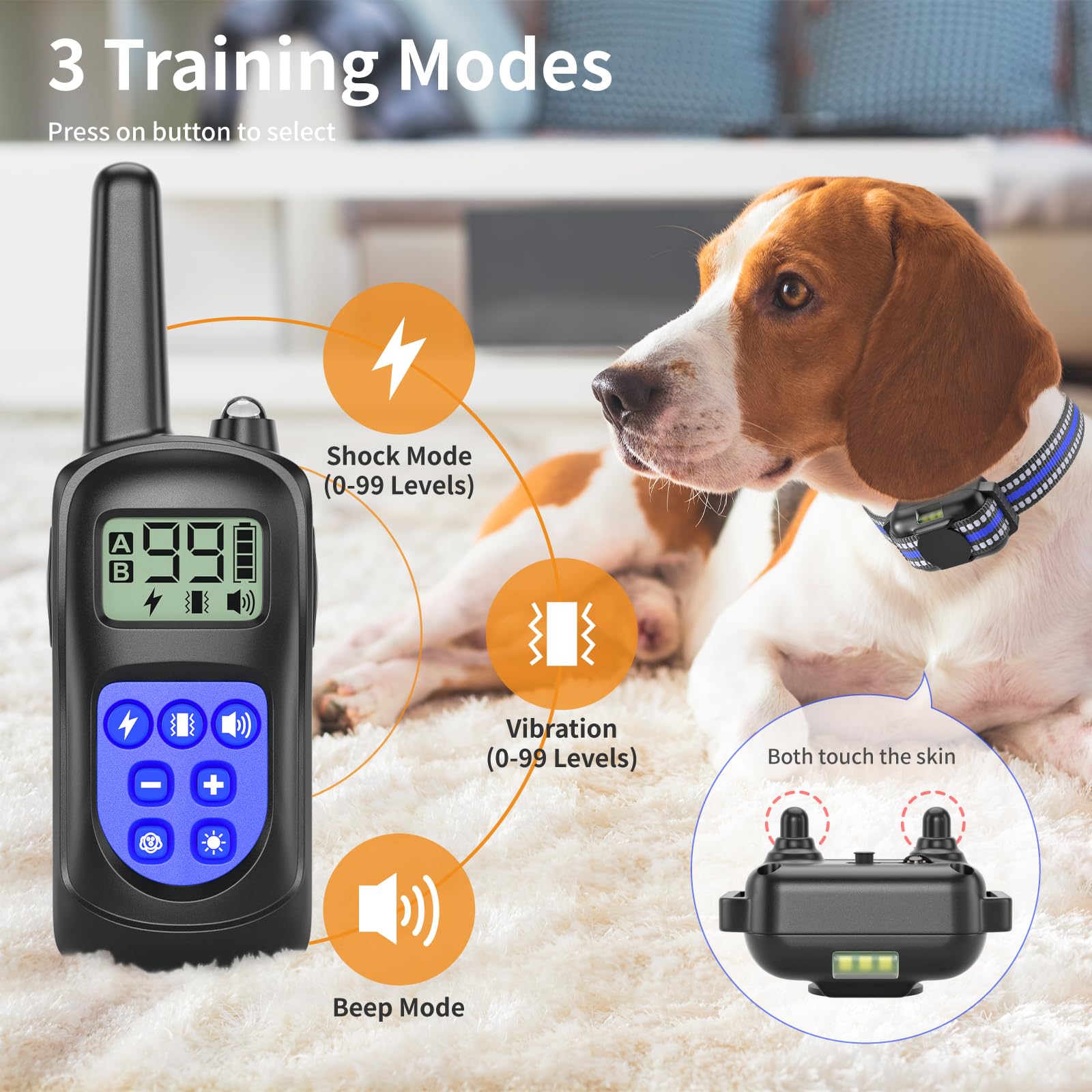 brapezie Lightest Dog Shock Collar 2Dogs, Dog Training Collar with Remote for Small Dogs 5-15lbs & Medium Large Dogs/Puppies, Waterproof, Rechargeable, 2000ft Range