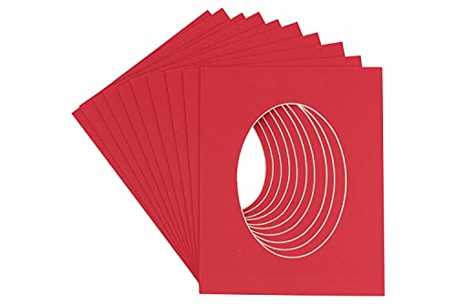 CountryArtHouse Cardinal Red Acid Free 17x22 Oval Picture Frame Mat with White Core Bevel Cut for 14x19 Pictures - Fits 17x22 Frame - Pack of 25 Matboards