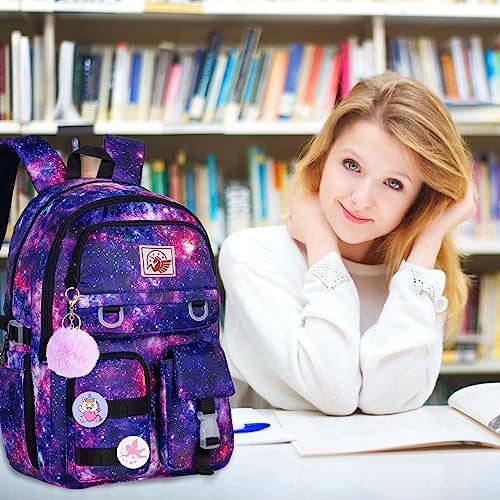 KLFVB Laptop Backpack for Girls, 15.6 Inch Cute Tie Dye College Bookbag, Anti Theft Water Resistant Large Computer School Bag for Teens Women Students - Purple