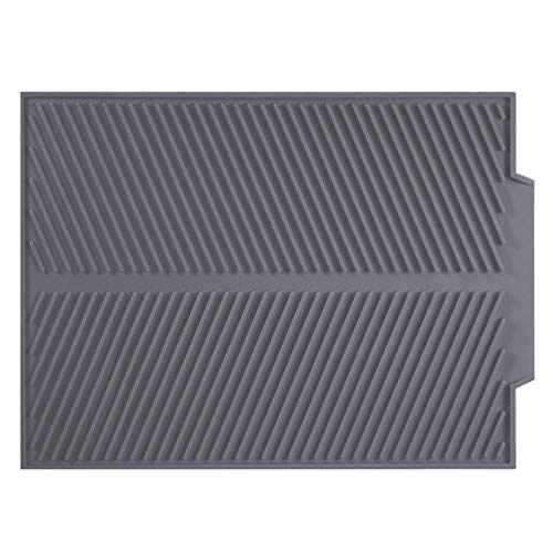 MAOSGO Dish Drying Mat for Kitchen Counter, Silicone Large Dish Drying Pad, Easy Clean Non-slipping Heat Resistant Dish Rack Mat, Foldable Dish Drain Mat Sink Mat, Gray