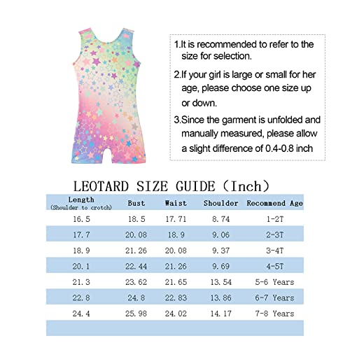 Bundle of Rainbow Star Gymnastics Leotards for Girls and Little Kids Black Palm Tree Gym Biketard Size 2t 3t