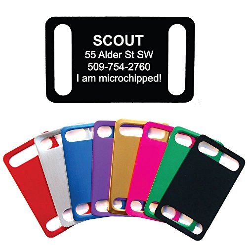 GoTags Slide-on Dog Tags, Silent Collar Tags for Dog and Cat Collars, Custom Engraved and Personalized with up to 4 Lines of Text, No Noise, Quiet Dog Tags